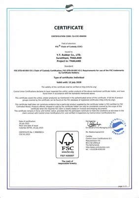 Yokohama YOKOHAMAs Thai Natural Rubber Processing Company Obtains CoC