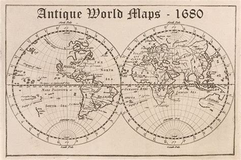 Antique World Maps 1680 By Blue Line Design