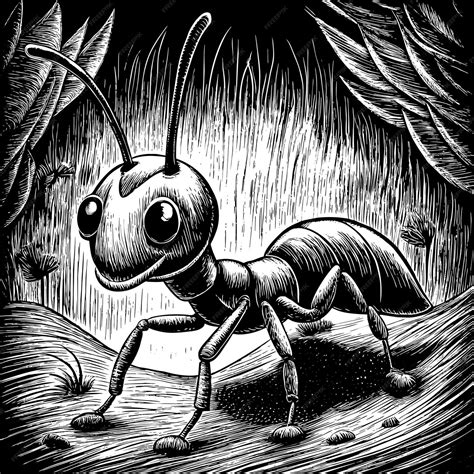 Un Dessin En Noir Et Blanc Dun Insecte Avec Une Longue Queue Vecteur Premium
