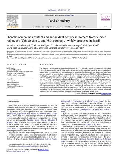 4 2011 Phenolic Compounds Content And Antioxidant Activity In