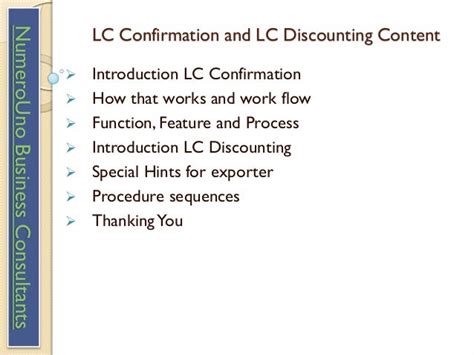 Lc Confirmation And Lc Discounting