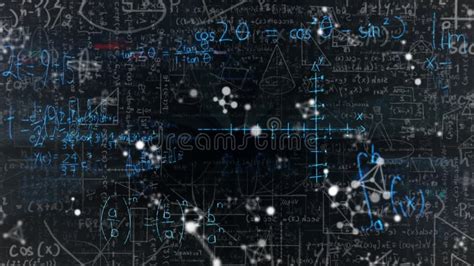 Molecular Structures Floating Over Mathematical Equations And Diagrams Against Black Background