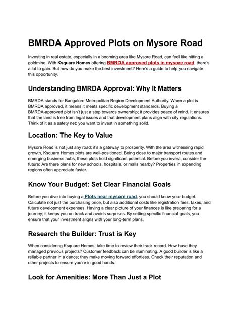 Ppt Bmrda Approved Plots In Mysore Road Powerpoint Presentation Free