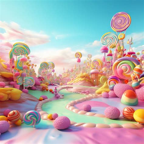 Candyland Very Beautiful Rainbow Pieces Of Candy Pastel Colors Generative Ai Stock Illustration