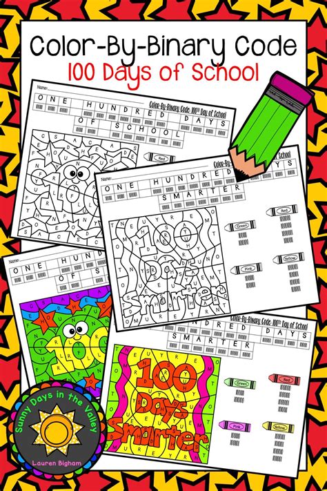 Color-By-Binary Code: 100 Days of School | 100 days of school, Student ...