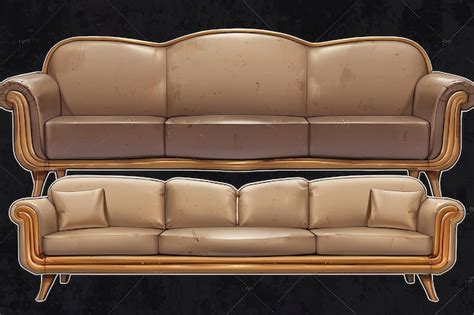 Коллекция мебели дивана изолирована на прозрачном фоне Современный диван Png Премиум Ai