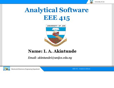 Matlab Lecture Slides Electrical And Electronics Engineering Department Eee 415 Analytical