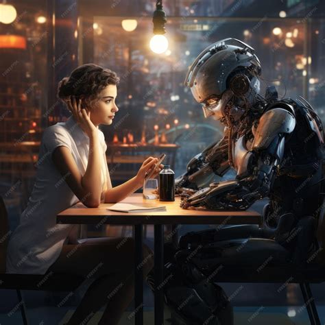 Premium Photo Talk To Ai Generation Robot Talking Between Human And