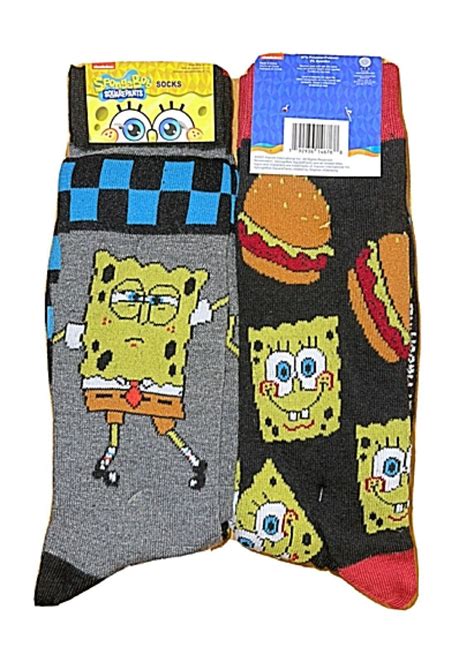New Spongebob Squarepants Mens 2 Pair Of Socks Spongebob And Krabby