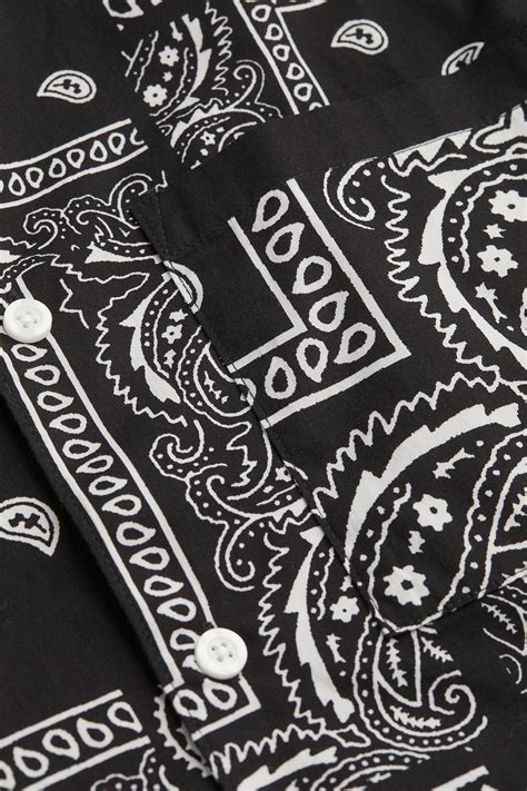 Mens Blackpaisley Patterned Relaxed Fit Short Sleeved Cotton Shirt