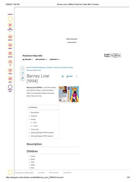 Barney Live 1994 Polygram Video Wiki Fandom Pdf Fandom
