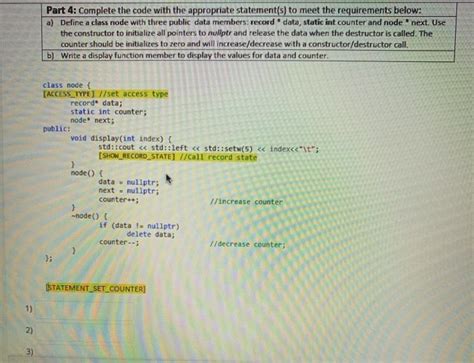 Solved Part Complete The Code With The Appropriate Chegg