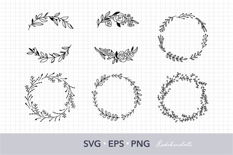 Floral Wreath SVG Wreath Clipart Botanical Wedding Clipart 717326