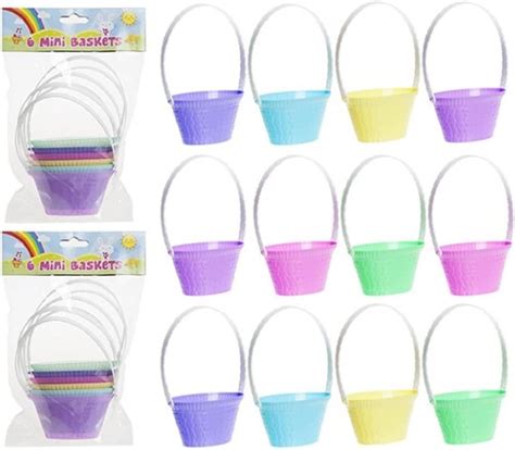 Pm Set Of 12 Mini Plastic Easter Baskets Uk Home And Kitchen
