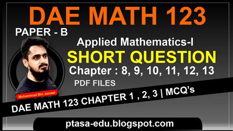 DAE MATH Chapter Paper B Applied Mathematics YouTube