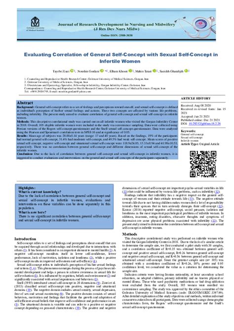 Pdf Evaluating Correlation Of General Self Concept With Sexual Self