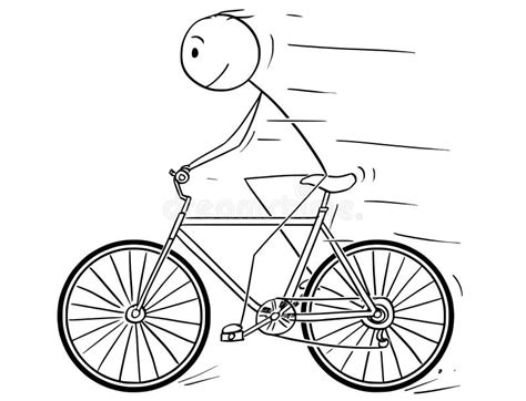 Drawing Of A Man On A Bicycle Stock Vector Illustration Of Outline