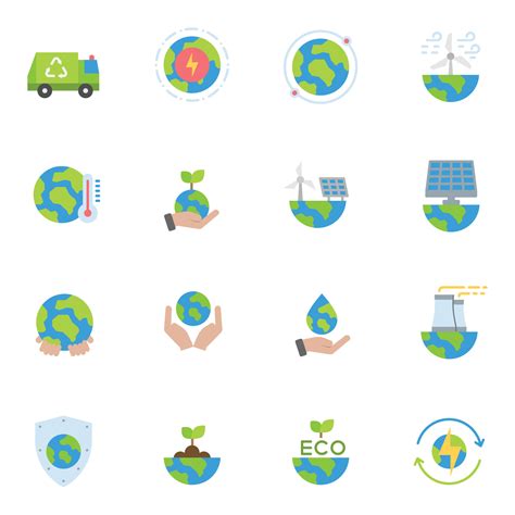 World Environment Day Icon Set Nature Renewable Energy Icons Eco Friendly Earth Day Ecology