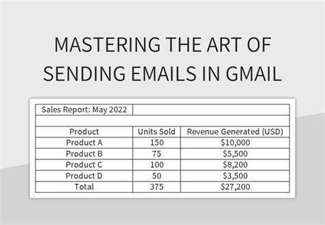 Mastering The Art Of Sending Emails In Gmail Excel Template Free