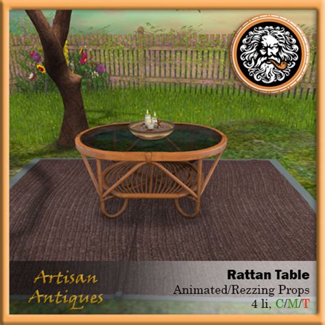 Second Life Marketplace Rattan Table