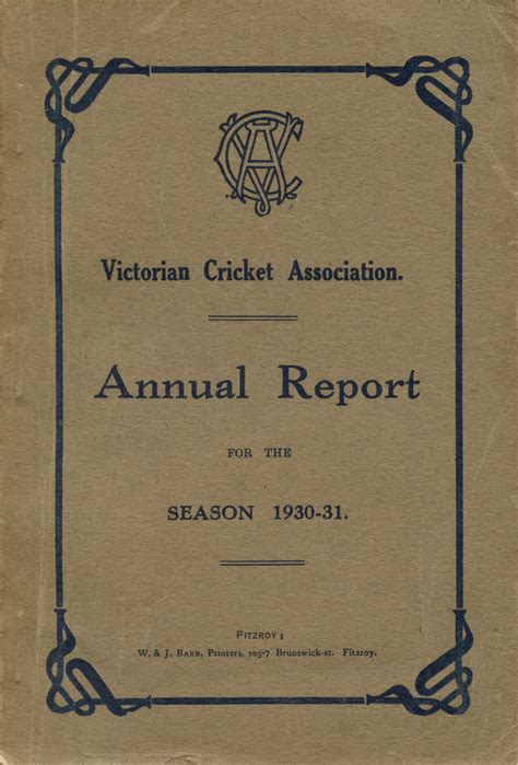Au 1930 31 Victorian Cricket Association Annual Report