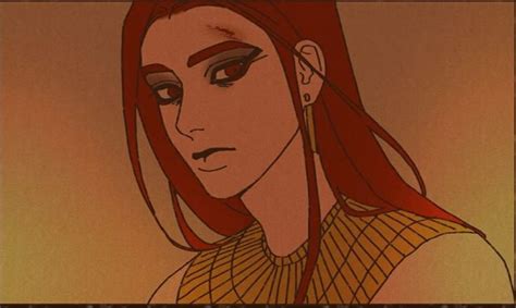 An Animated Woman With Red Hair And Brown Eyes Looks At The Camera