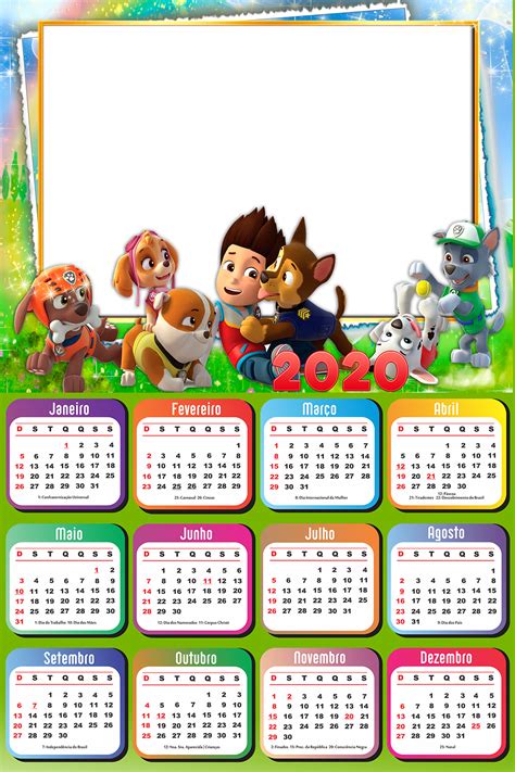 Moldura Png Calendário 2020 Personagens Patrulha Canina Imagem Leg