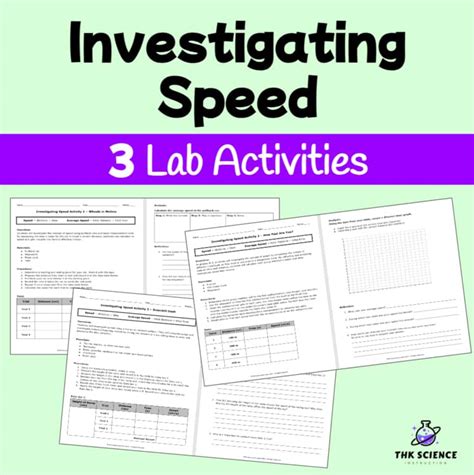 Investigating Speed 3 Lab Activities For Calculating Speed By Thkscience