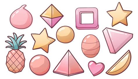 Abstract Geometric Shapes In Flat Design Style Isolated On White Background Premium Ai