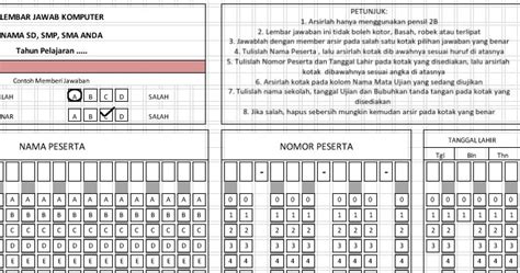 Lembar Jawaban Komputer LJK Pengisian Arsir Dan Silang Untuk UH UTS