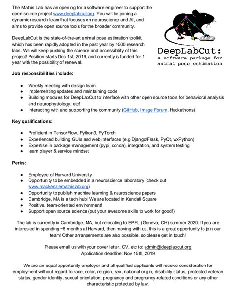 We Are Looking For A Software Developer For Deeplabcut Join The Team · Issue 477