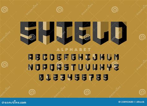 Shield Style Font Design Stock Vector Illustration Of Numbers 228953680