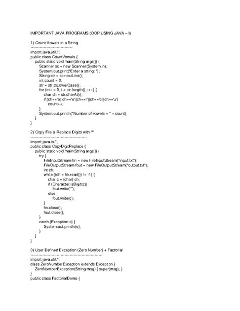 Important Java Programs Oop Using Java I Key Examples Studocu