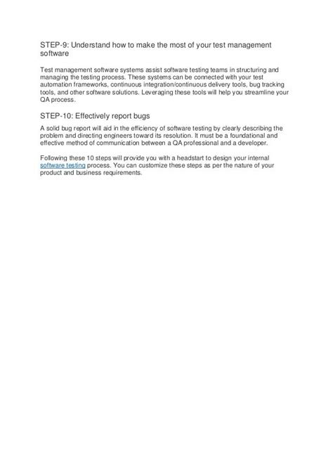 10 Steps For Effective Quality Assurance And Software Testing Process For Startups Convertedpdf
