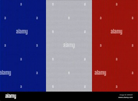 Flag Of France On Vector Knitted Woolen Texture Knitted French Flag Creates Seamless Pattern