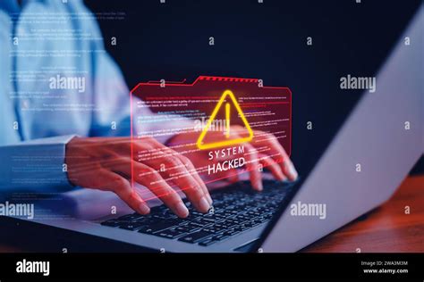 System Hacked Warning Alert Cyberattack Computer Network