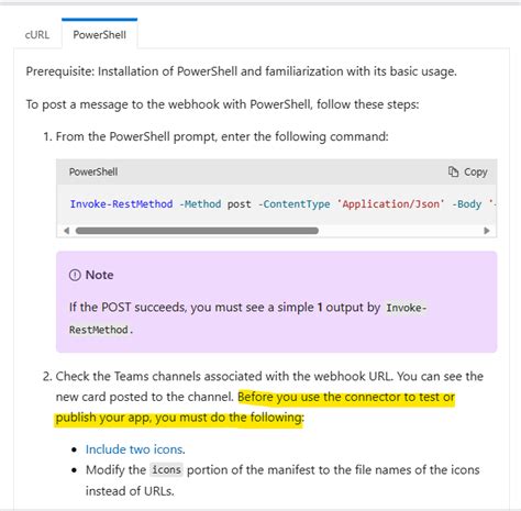 Need To Update Send Messages Using Curl And Powershell Section Issue