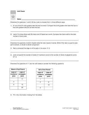 Fillable Online Write A Ratio In Simplest Form In Three Different Ways 1 61 Out Fax Email