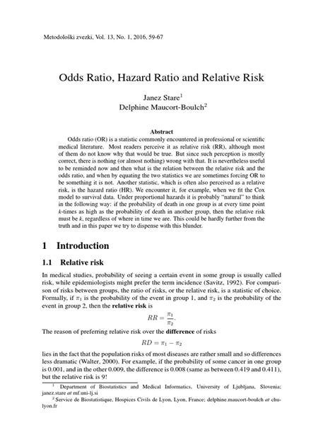 Odd Ratio Relative Risk Odds Ratio