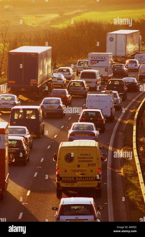 Traffic Jam On The M Motorway At Sunsel Leeds Yorkshire UK Stock Photo Alamy