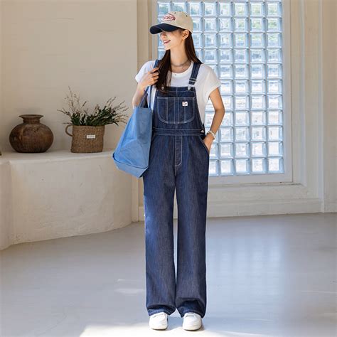 시크폭스 러번 논페이드 생지 데님 멜빵 팬츠