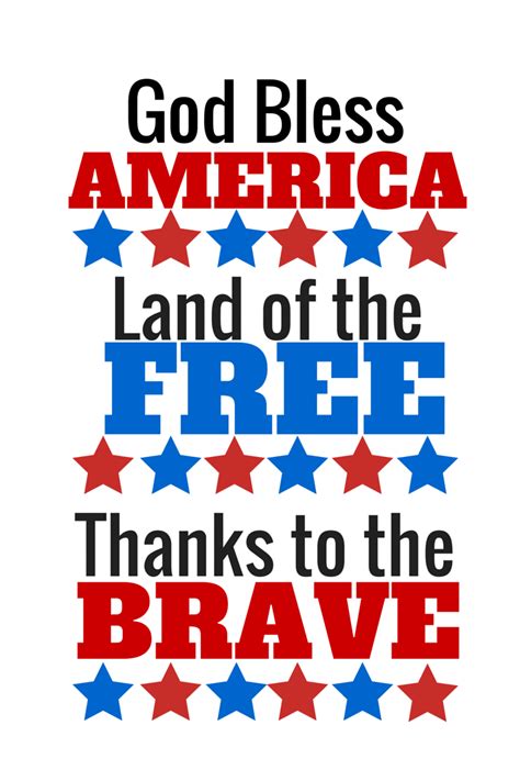 Fourth Of July Printable God Bless America Land Of The Free Protect