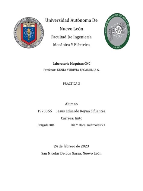 Practica 3 Laboratorio Maquinas Cnc Fime Pdf Programación De Computadoras Control Numerico