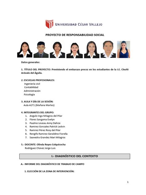 Proyecto De Responsabilidad Social Grupo 02 Pdf Educación Sexual