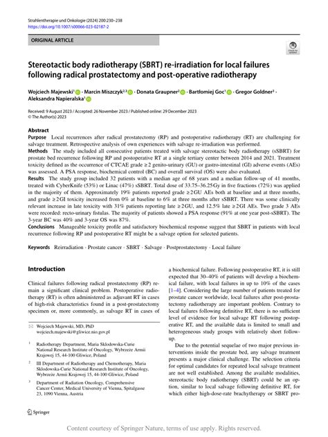 Pdf Stereotactic Body Radiotherapy Sbrt Re Irradiation For Local