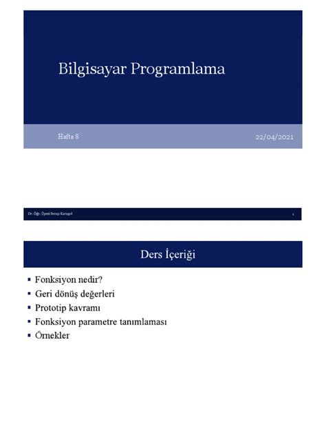Bilgisayar Programlama Hafta 8 Pdf