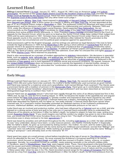 Learned Hand Pdf Supreme Court Of The United States Theodore