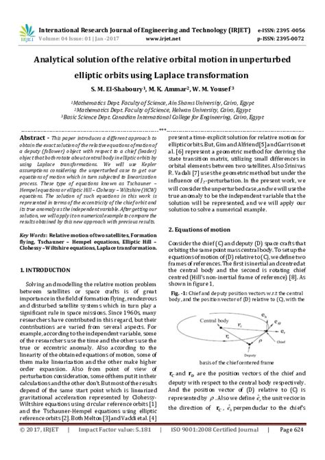 pdf analytical solution of the relative orbital motion in unperturbed
