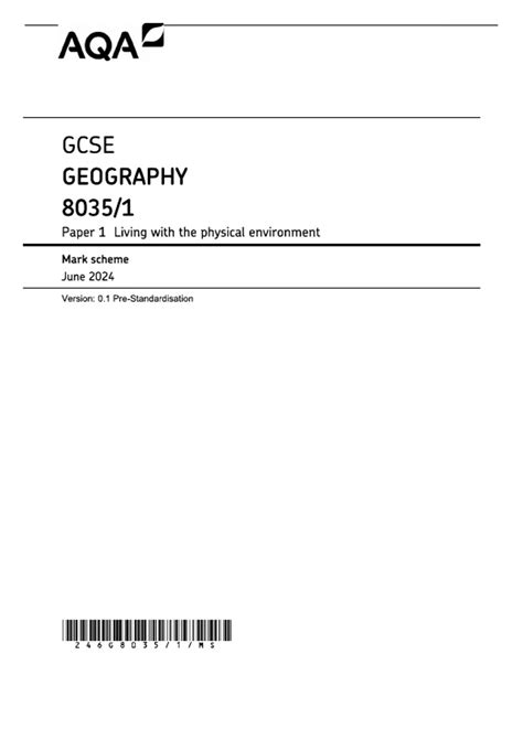Aqa Gcse Geography Education Paper 1 Marking Scheme Aqa Gcse Stuvia Uk