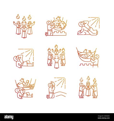 bible narratives gradient linear vector icons set stock vector image